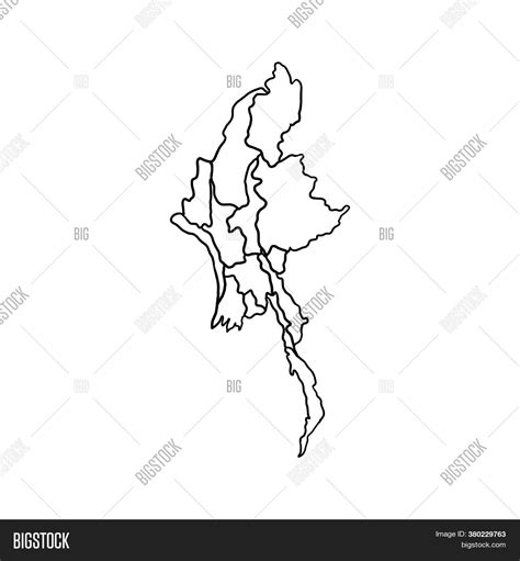 Myanmar Map Vector Vector And Photo Free Trial Bigstock