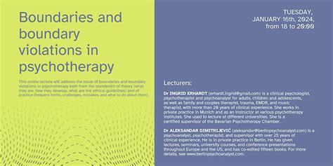 Boundaries And Boundary Violations In Psychotherapy Dr Ingrid Erhardt
