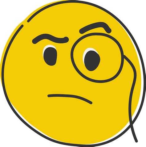 Intelligent Emoji Smug Emoticon With Monocle And Raised Eyebrow Hand Drawn Flat Style