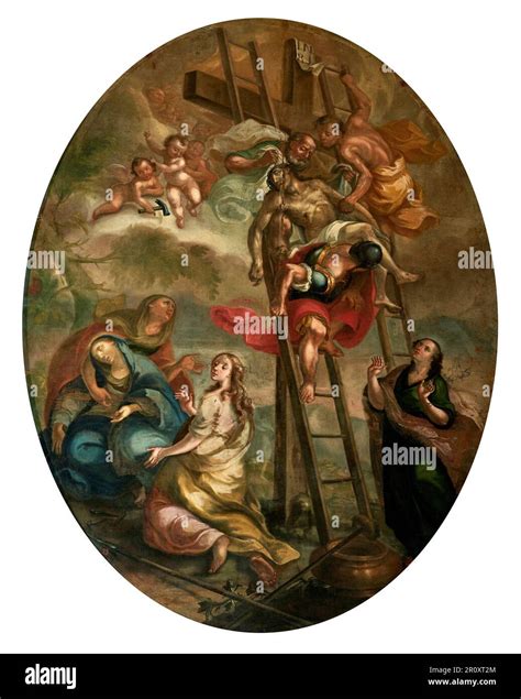 Deposizione Di Cristo Dalla Croce Olio Su Tela Pittore Emiliano