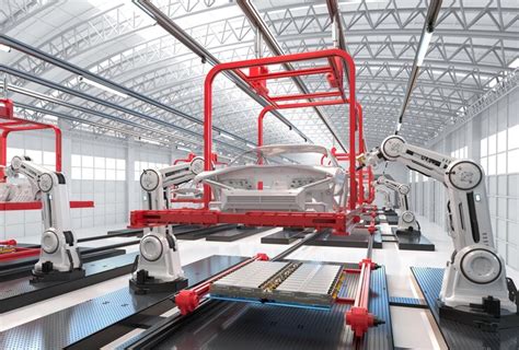 Premium Photo Automation Automobile Factory With 3d Rendering Robot