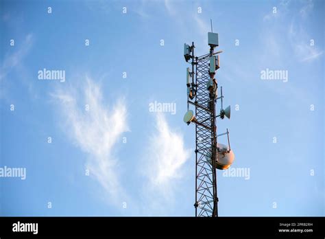 5g Technology Wireless Communication Tower Smartphone Broadcasting