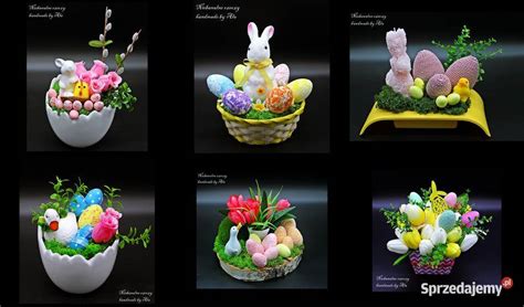 Stroiki Wielkanoc ozdoby prezent ikebana drewno jajka zając Kutno