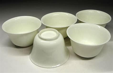 Yahooオークション 緑屋c 時代物 白磁 波文 煎茶碗 5客 白高麗 徳化