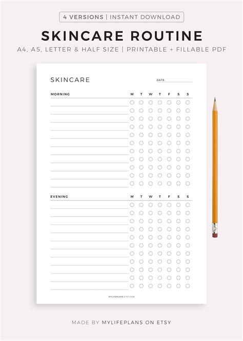 Skincare Routine Planner Printable Beauty Planner Daily Self Care