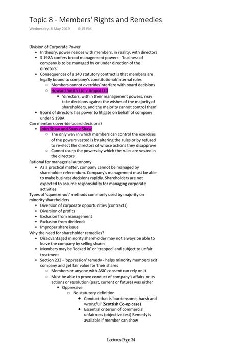 Tabl2741 Complete Lecture Notes Tabl2741 Business Entities Unsw Thinkswap