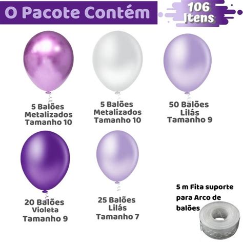 Kit Arco Desconstruído Fita Princesa Tons de Roxo Lilás Elo