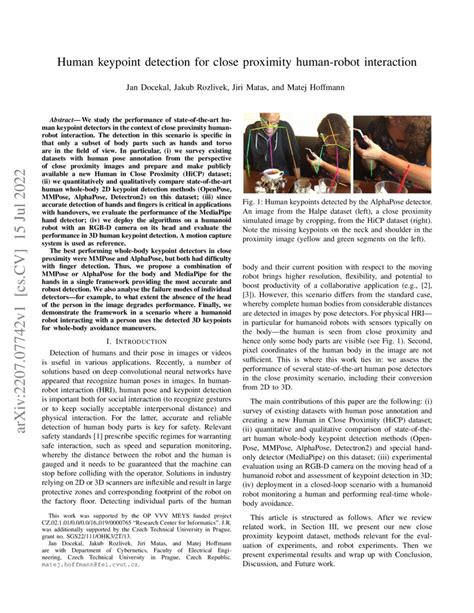 Human Keypoint Detection For Close Proximity Human Robot Interaction
