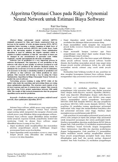 Algoritma Optimasi Chaos Pada Ridge Polynomial Neural Network Untuk