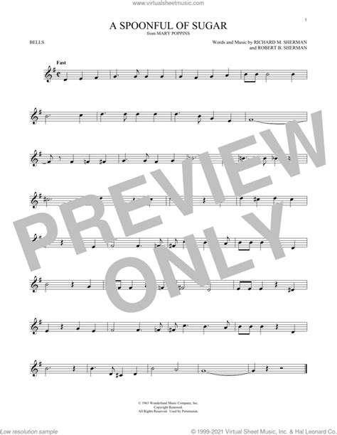 A Spoonful Of Sugar From Mary Poppins Sheet Music For Hand Bells Solo