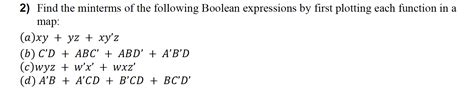 Solved 2 Find The Minterms Of The Following Boolean