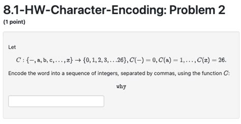 Solved Hw Character Encoding Problem Point We Chegg