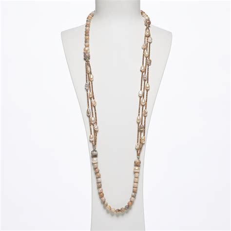 Collana In Pietra Di Luna E Perle Con Ematite Rosata Della Rovere