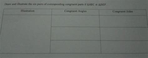 Solved Draw And Illustrate The Six Pairs Of Corresponding Congruent