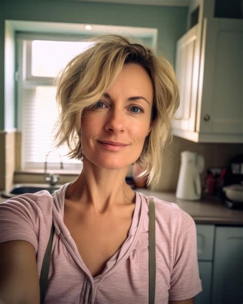 Premium Ai Image Happy Middle Aged Woman Taking A Selfie At Home