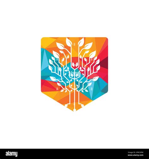 Tech Tree Vector Logo Design Template Connecting Network Tree Icon Logo Stock Vector Image