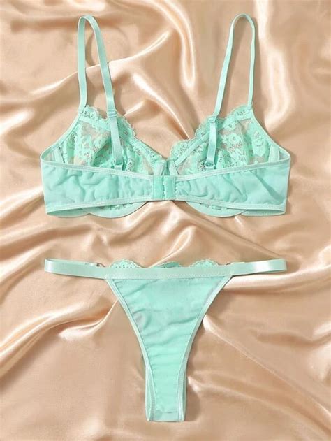 Mint Green Lace Lingerie Set Size L Exotic Kiss