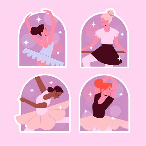 Free Vector Naive Ballet Dancer Sticker Set