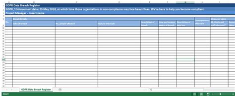 Keep Track Of Gdpr Data Breaches With An Excel Data Breach Register