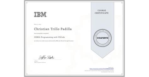 christian trillo on linkedin completion certificate for cobol programming with vscode