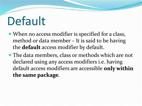 Visibility Modifiers For Access Controlpptx