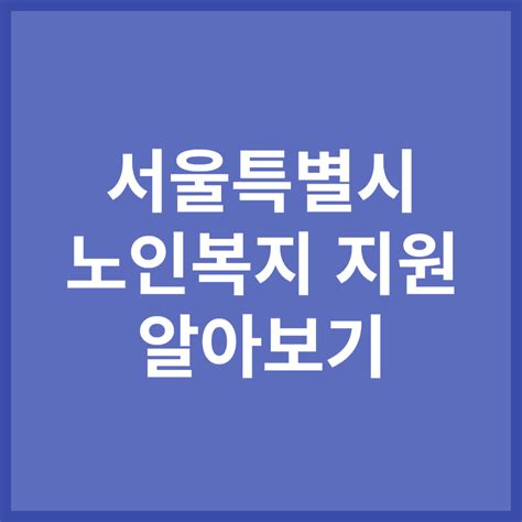 서울 노인복지 지원 기초연금 노인일자리 장기요양보험 맞춤돌봄