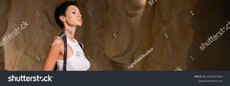 Sexy Armed Archaeologist Short Hair Crop Stock Photo