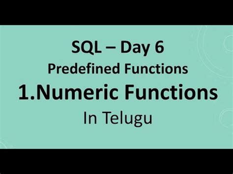 SQL Day Numeric Functions YouTube