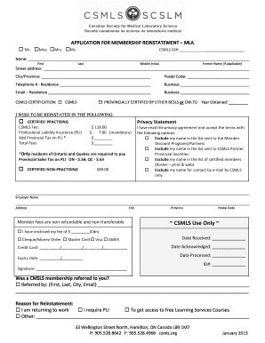 Fillable Online CSMLS CERTIFICATION Fax Email Print PdfFiller