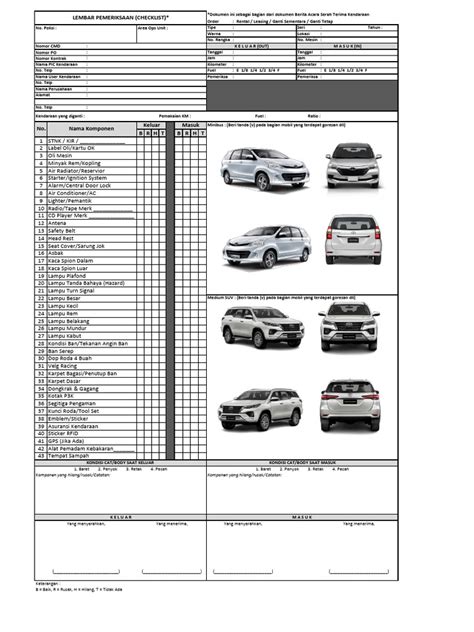 Mentahan Dokumen Check List Serah Terima Kendaraan Pdf