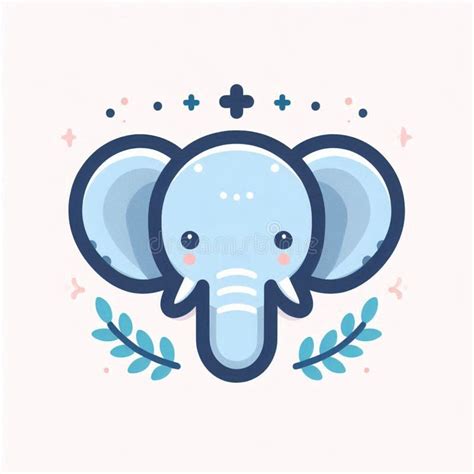 Cute Elephant Head Icon On White Background Stock Illustration
