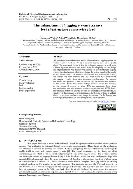 The Enhancement Of Logging System Accuracy For Infrastructure As A
