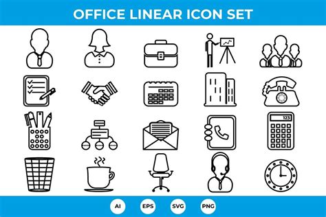 Business And Office Linear Icons Set Graphic By Nextgentheme · Creative