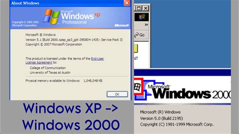 How To Convert Windows Xp To Windows 2000 Winver System Properties And All Youtube