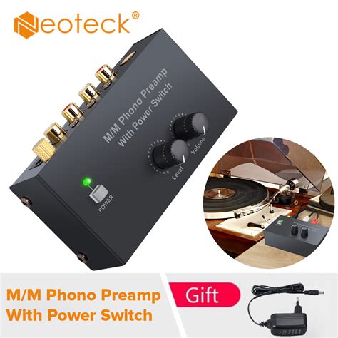 Neoteck M M Phono Preamp With Power Switch Mini Stereo Audio Low Noise MM Turntable