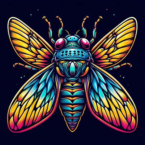 Premium Photo Illustration Of A Cicada With Wings Wide Open