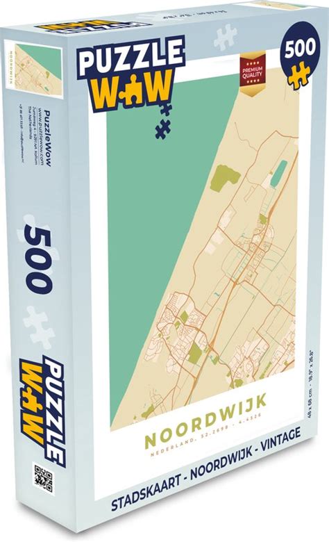 Puzzel Stadskaart Noordwijk Vintage Legpuzzel Puzzel 500