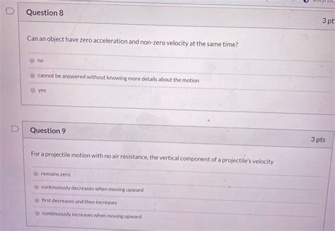 solved i wieyplus question 8 3 pt can an object have zero