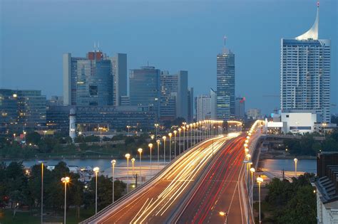 The Reichsbrücke in the district of Donaustadt in Vienna. in 2020 ...