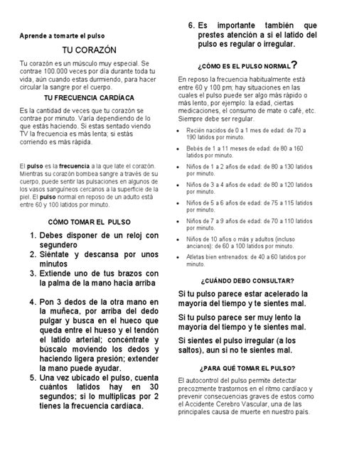 Aprende A Tomarte El Pulso Pdf Legumbres Corazón