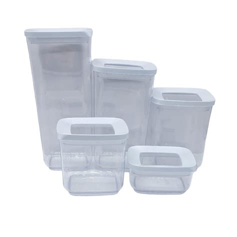 Anf Online Store Square Plastic Storage Container Set Of 5 Set