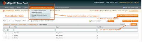 Magento Chained Custom Option Template