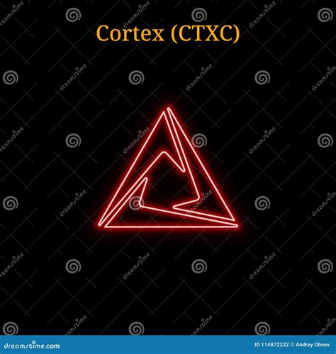 Red Neon Cortex Ctxc Cryptocurrency Symbol Vector Illustration