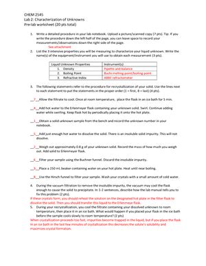 Lab 3 Post Lab Post Lab Submission Lab 3 Thin Layer Chromatography Post Lab 65 Pts Total