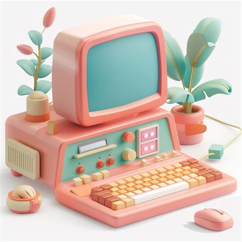 A 3d Animation Computer With A Website Isometric In The Style Of Pixar