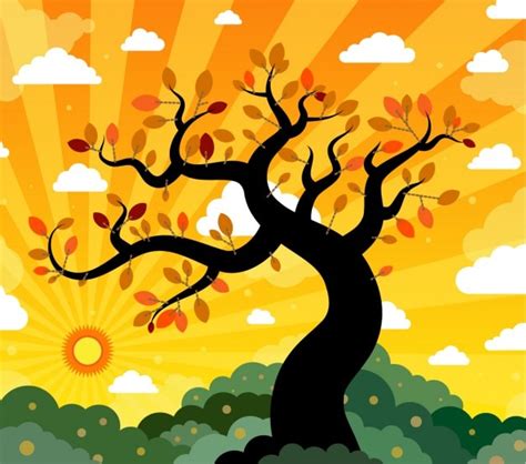 Free Vector Sunset Tree