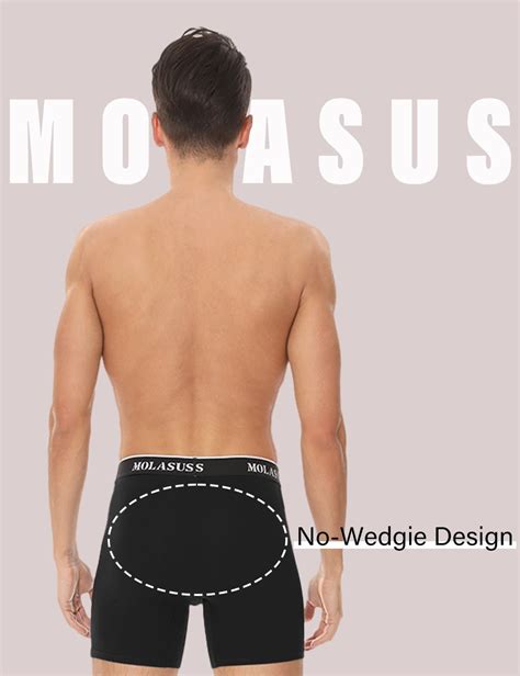 Molasus Mens Boxer Briefs Soft Cotton Underwear Open Fly Tagless Under