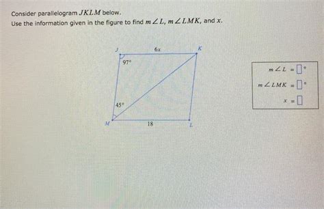 Solved Consider Parallelogram Jklm Below Use The