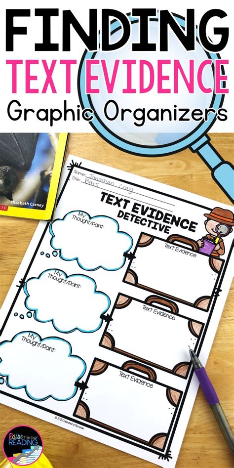 Citing Text Evidence Graphic Organizers Finding Text Evidence