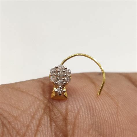 Indian Nose Stud 18k Gold Nose Piercing Gold Hoop Nose Ring Etsy